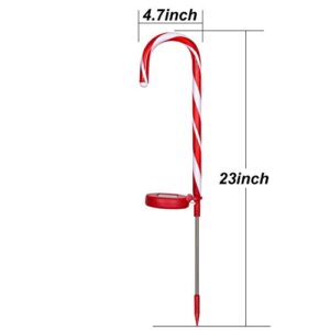 Doingart Candy Cane Solar Lights Christams Ourdoor Decoration Clearance - 4 Pack Outdoor Candy Cane Stakes with Built-in LED Lights for Pathway Walkway Christmas Decorations, 23 inch