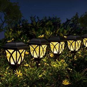 solpex 6 pack solar pathway lights, led decorative solar outdoor lights, garden lights solar powered waterproof for landscapes, yard, gardens, pathways, walkways and driveways