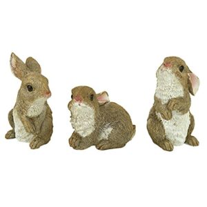 design toscano qm92008 the bunny den rabbits garden animal statues, 5 inch, set of three, multicolored