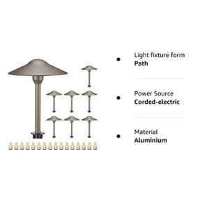 Lumina Low Voltage Landscape Lighting Cast-Aluminum Outdoor Path and Area Light Warm White 3W G4 LED Bulb and ABS Heavy Duty Ground Stake Included for Yard Walkway Lawn - Bronze PAL0101-BZLED8 (8PK)