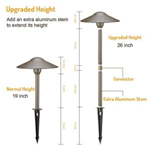 Lumina Low Voltage Landscape Lighting Cast-Aluminum Outdoor Path and Area Light Warm White 3W G4 LED Bulb and ABS Heavy Duty Ground Stake Included for Yard Walkway Lawn - Bronze PAL0101-BZLED8 (8PK)