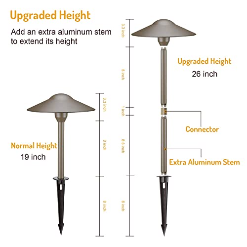 Lumina Low Voltage Landscape Lighting Cast-Aluminum Outdoor Path and Area Light Warm White 3W G4 LED Bulb and ABS Heavy Duty Ground Stake Included for Yard Walkway Lawn - Bronze PAL0101-BZLED8 (8PK)