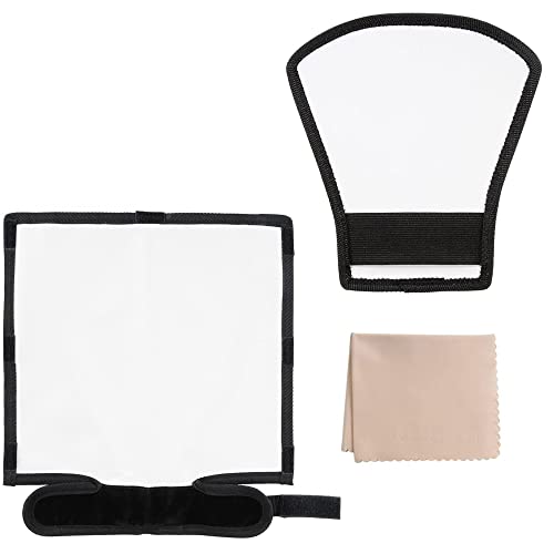 waka Flash Diffuser Reflector Kit - Bend Bounce Flash Diffuser+ Silver/White Reflector for Speedlight, Universal Mount for Canon, Nikon, etc.