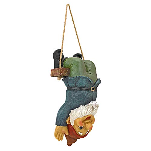 Design Toscano QM2452500 Alfie The Acrobat Swinging Outdoor Garden Funny Lawn Gnome Statues, Multicolored