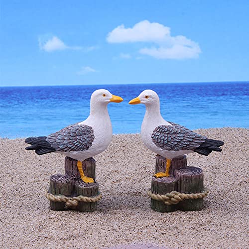 BLAPNK Vivid Miniature Seagull Figurines Vivid 4 Pcs Fairy Garden Seabird Sea Gull Statues Micro Landscape Decoration Ornament