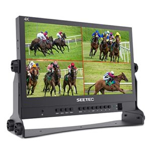 seetec atem156 15.6 inch live streaming broadcast director monitor with 4 hdmi input output quad split display for atem mini video switcher mixer pro studio television production