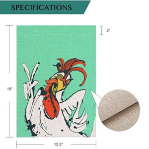 Uanvaha cock Small Garden Flag for Outside cartoon Funny chicken showing victory sign and winking rooster akimbo Burlap Welcome Yard Flags Outdoor Farmhouse Home Decor 12.5X18 Inch