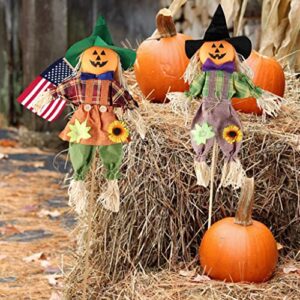 IFOYO Fall Harvest Scarecrow Decor, 2 Pack Happy Christmas Decorations 23.6 Inch Scarecrow Christmas Decoration for Garden, Home, Yard, Porch, Thanksgiving Decor