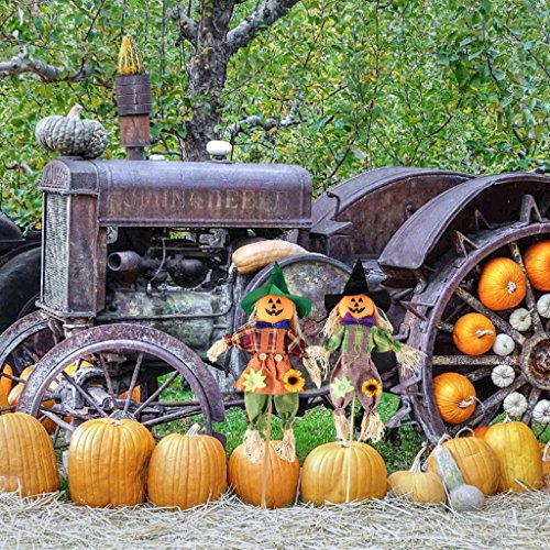 IFOYO Fall Harvest Scarecrow Decor, 2 Pack Happy Christmas Decorations 23.6 Inch Scarecrow Christmas Decoration for Garden, Home, Yard, Porch, Thanksgiving Decor