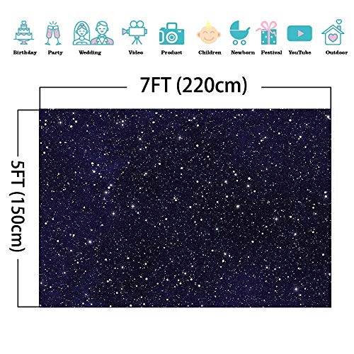 Night Sky Star Backdrops Universe Space Theme Starry Photography Backdrop Galaxy Stars Children Boy 1st Birthday Party Photo Background Newborn Baby Shower Banner Photo Studio Booth 7x5ft Vinyl