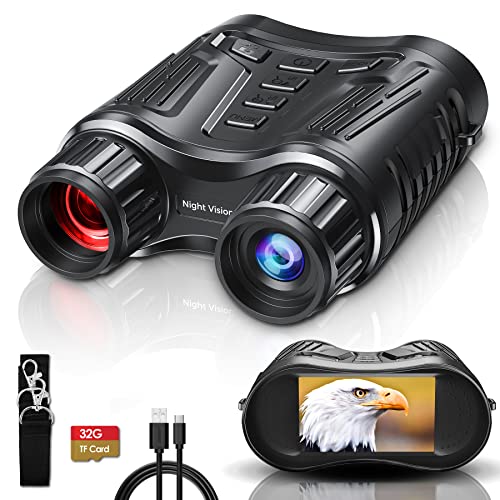 Hojocojo Night Vision Goggles - 4K Night Vision Binoculars for Adults, 3.2'' HD Screen Binoculars can Save Photo and Video with 32GB Memory Card & Rechargeable Lithium Battery