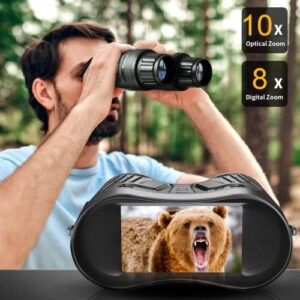 Hojocojo Night Vision Goggles - 4K Night Vision Binoculars for Adults, 3.2'' HD Screen Binoculars can Save Photo and Video with 32GB Memory Card & Rechargeable Lithium Battery