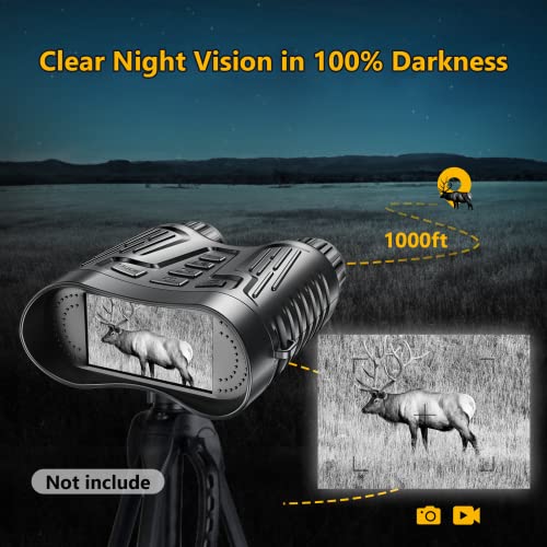 Hojocojo Night Vision Goggles - 4K Night Vision Binoculars for Adults, 3.2'' HD Screen Binoculars can Save Photo and Video with 32GB Memory Card & Rechargeable Lithium Battery