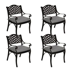 verano garden outdoor dining chair set of 4 patio chairs set,all weather cast aluminum patio chair set with cushion and armrest