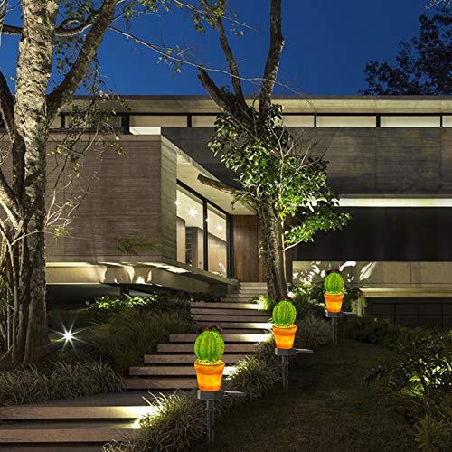 MOHALIKO Solar Lights Outdoor Garden, Simulation Pineapple Cactus Outdoor Garden Lawn LED Solar Lamp Landscape Light for Lawn, Walkway, Patio, Yard 3-Head Cactus