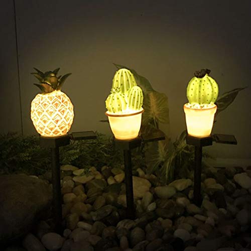 MOHALIKO Solar Lights Outdoor Garden, Simulation Pineapple Cactus Outdoor Garden Lawn LED Solar Lamp Landscape Light for Lawn, Walkway, Patio, Yard 3-Head Cactus