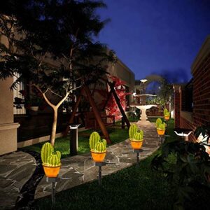 MOHALIKO Solar Lights Outdoor Garden, Simulation Pineapple Cactus Outdoor Garden Lawn LED Solar Lamp Landscape Light for Lawn, Walkway, Patio, Yard 3-Head Cactus