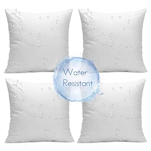 Ashler 18 x 18 Outdoor Pillow Inserts Set of 4 Water Resistant Throw Pillow Inserts Premium Hypoallergenic Pillow Insert for Patio, Bench, Garden, Indoor Outdoor Decorative Made in USA