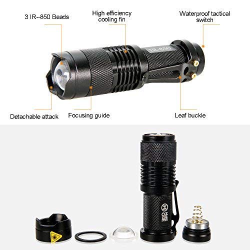 Maketheone IR Torch 3 Watt 850NM Infrared Light Night Vision Flashlight Torch - Infrared Light is Invisible to Human Eyes - to be Used with Night Vision Device ( NOT Include Battery)