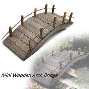 WWahuayuan Dollhouse Wooden Arc Bridge with Railings Miniatures Fairy Garden Craft Arch Plank Bridge Figurines Mini Terrarium Kits DIY Rockery Bonsai Plant Pot Moss Micro Landscaping Garden Ornaments