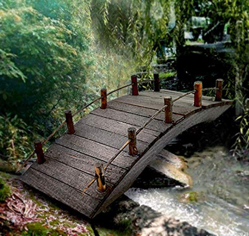 WWahuayuan Dollhouse Wooden Arc Bridge with Railings Miniatures Fairy Garden Craft Arch Plank Bridge Figurines Mini Terrarium Kits DIY Rockery Bonsai Plant Pot Moss Micro Landscaping Garden Ornaments