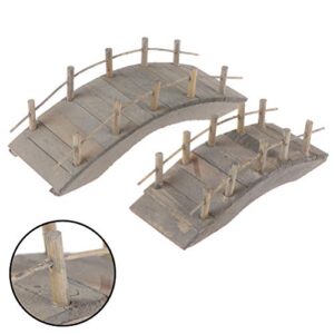 WWahuayuan Dollhouse Wooden Arc Bridge with Railings Miniatures Fairy Garden Craft Arch Plank Bridge Figurines Mini Terrarium Kits DIY Rockery Bonsai Plant Pot Moss Micro Landscaping Garden Ornaments