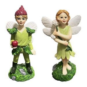 jiumo fairy garden fairies outdoor miniature garden fairy set of 2 boy fairies figurines small little tiny miniature forest fairies ornaments fairy garden accessories