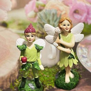 JIUMO Fairy Garden Fairies Outdoor Miniature Garden Fairy Set of 2 Boy Fairies Figurines Small Little Tiny Miniature Forest Fairies Ornaments Fairy Garden Accessories