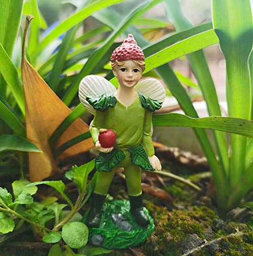 JIUMO Fairy Garden Fairies Outdoor Miniature Garden Fairy Set of 2 Boy Fairies Figurines Small Little Tiny Miniature Forest Fairies Ornaments Fairy Garden Accessories