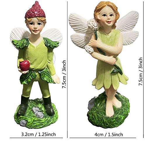 JIUMO Fairy Garden Fairies Outdoor Miniature Garden Fairy Set of 2 Boy Fairies Figurines Small Little Tiny Miniature Forest Fairies Ornaments Fairy Garden Accessories