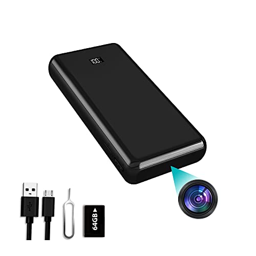 NAZARR Hidden Spy Camera Power Bank with 120° Viewing Angle, Portable Nanny Cam Secret Security Cameras, Camaras Espias Ocultas HD 2K(2560×1440),64GB,10000mA,Night Vision, Motion Activated(No WiFi) 