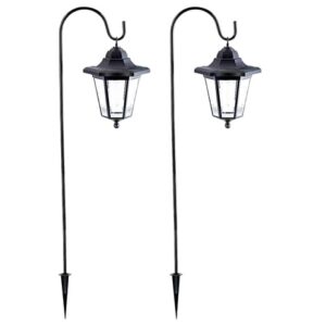 maggift upgrade hanging solar lights garden decorations, 37.8 inch dual use shepherd hook lights with 2 shepherd hooks outdoor yard front porch decor solar coach lights, 2 pack