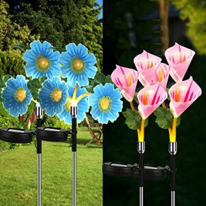 spopguys solar garden lights,solar flower lights for yard decorations,ip65 waterproof,bigger solar lights for garden/lawn/patio/yard/walkway (2pack)