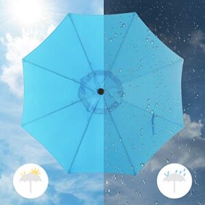 SONGMICS Patio Umbrella, 9 ft Outdoor Table Umbrella, 8 Ribs, UPF 50+, Tilt and Crank, Base Not Included, for Deck, Patio, Garden, Pool, Lake Blue UGPU09JU