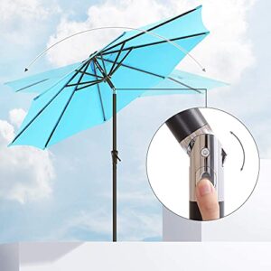 SONGMICS Patio Umbrella, 9 ft Outdoor Table Umbrella, 8 Ribs, UPF 50+, Tilt and Crank, Base Not Included, for Deck, Patio, Garden, Pool, Lake Blue UGPU09JU