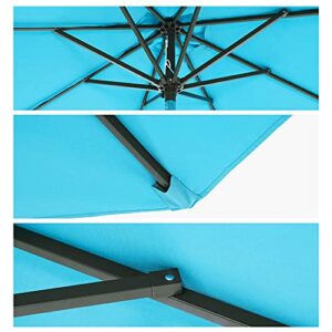 SONGMICS Patio Umbrella, 9 ft Outdoor Table Umbrella, 8 Ribs, UPF 50+, Tilt and Crank, Base Not Included, for Deck, Patio, Garden, Pool, Lake Blue UGPU09JU