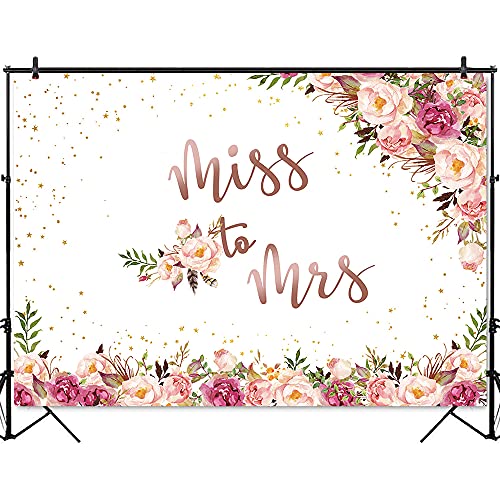 Mocsicka Miss to Mrs Wedding Backdrop Rose Gold Floral Bridal Shower Background Bride to Be Engagement Party Cake Table Decoration Banner Photo Booth Props (7x5ft)