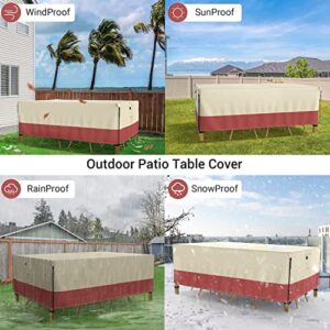 Patio Furniture Covers Waterproof, Outdoor Table Cover 600D Heavy Duty, Dlopede Outdoor Furniture Cover Waterproof Patio Table Sofa Cover, 111" W x 74" D x 28" H, Beige & Orange