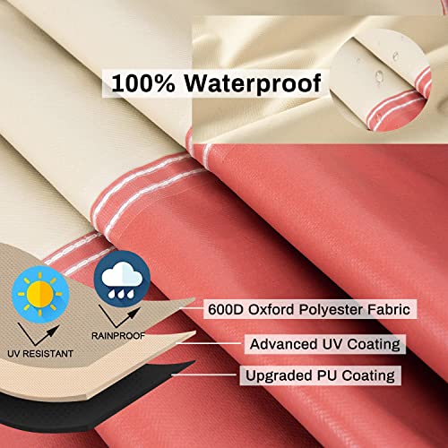 Patio Furniture Covers Waterproof, Outdoor Table Cover 600D Heavy Duty, Dlopede Outdoor Furniture Cover Waterproof Patio Table Sofa Cover, 111" W x 74" D x 28" H, Beige & Orange