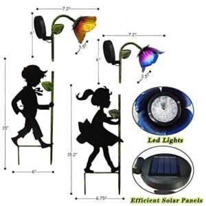 WUFEILY Solar Garden Lights 2 Pack, Boy Girl Silhouettes LED Solar Landscape Lights, Metal Solar Lights Outdoor Decorative for Garden, Landscape, Path, Yard, Patio, Driveway