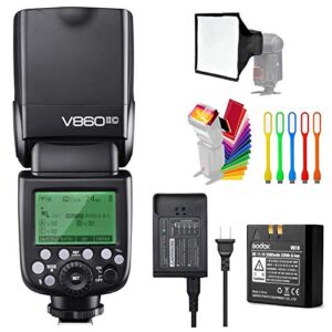 godox v860ii-c e-ttl hss 1/8000s 2.4g gn60 li-ion battery camera flash speedlite light compatible for canon eos cameras with usb led