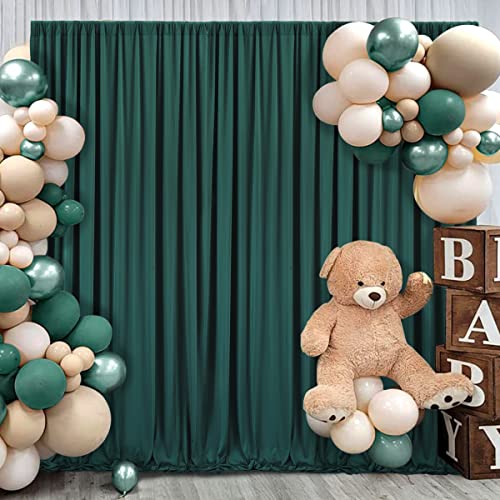 10ft x 10ft Hunter Green Backdrop Curtain for Parties Dark Green Wrinkle Free Backdrop Drapes Panels for Baby Shower Birthday Party Photo Photography Polyester Fabric Background Decoration