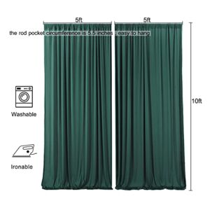 10ft x 10ft Hunter Green Backdrop Curtain for Parties Dark Green Wrinkle Free Backdrop Drapes Panels for Baby Shower Birthday Party Photo Photography Polyester Fabric Background Decoration