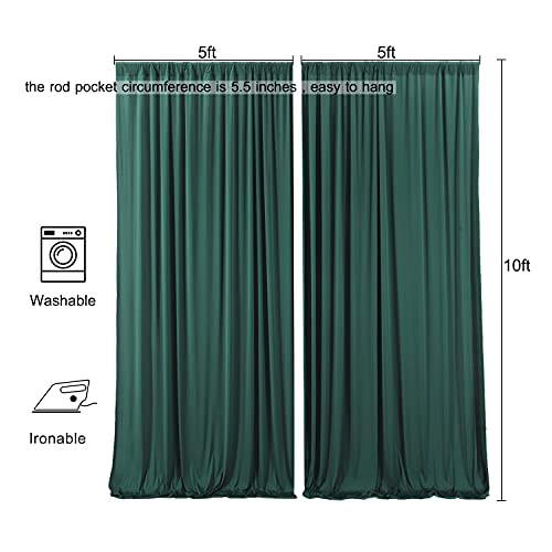 10ft x 10ft Hunter Green Backdrop Curtain for Parties Dark Green Wrinkle Free Backdrop Drapes Panels for Baby Shower Birthday Party Photo Photography Polyester Fabric Background Decoration