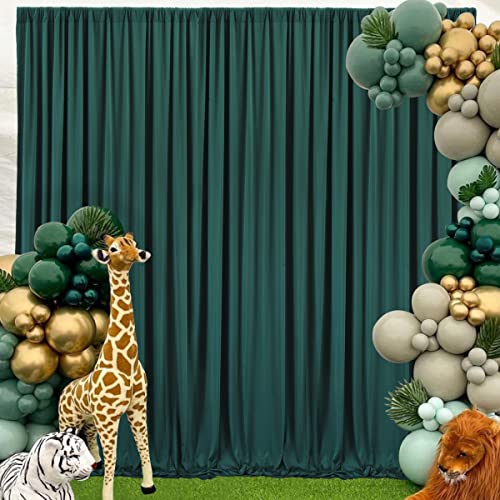 10ft x 10ft Hunter Green Backdrop Curtain for Parties Dark Green Wrinkle Free Backdrop Drapes Panels for Baby Shower Birthday Party Photo Photography Polyester Fabric Background Decoration