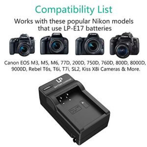 LP-E17 Battery Charger, LP Charger Compatible with Canon EOS Rebel T7i, T6i, T6s, SL3, SL2, 77D, 9000D, 8000D, 800D, 760D, 750D, 200D, M6, M5, M3, Kiss X8i DSLR Cameras & More