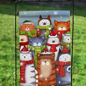 Toland Home Garden 12x18 Inch Double Sided Garden Flag Winter Flag, Cat Caroling Christmas Winter Garden Flag House Flag For Outdoor Yard Decoration