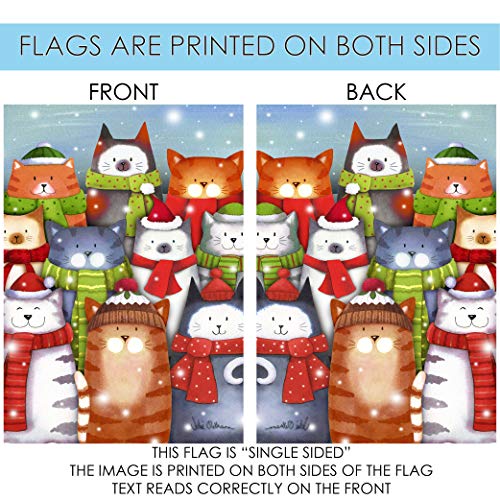 Toland Home Garden 12x18 Inch Double Sided Garden Flag Winter Flag, Cat Caroling Christmas Winter Garden Flag House Flag For Outdoor Yard Decoration