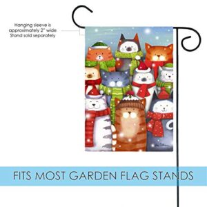 Toland Home Garden 12x18 Inch Double Sided Garden Flag Winter Flag, Cat Caroling Christmas Winter Garden Flag House Flag For Outdoor Yard Decoration