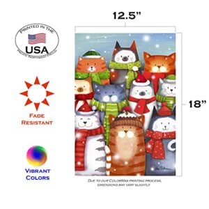 Toland Home Garden 12x18 Inch Double Sided Garden Flag Winter Flag, Cat Caroling Christmas Winter Garden Flag House Flag For Outdoor Yard Decoration